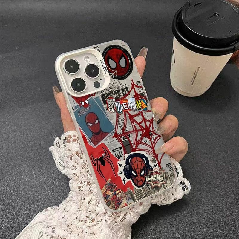 Чехол на Самсунг A54 / Samsung A54 белый с принтом Ретро-коллаж Человека-паука от Marvel силиконовый ударопрочный