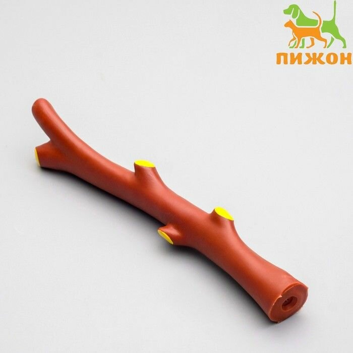 Игрушка для собак щенят и других домашних животных Интерактивная Виниловая ветка 21.5 см коричневая 1515812
