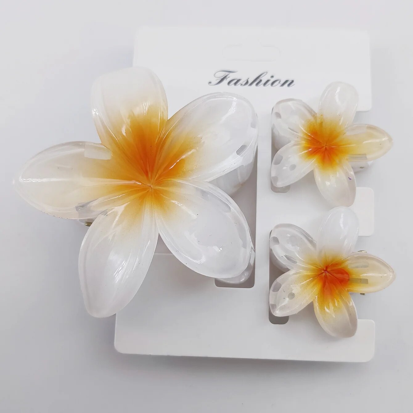 Набор Из 3 Заколок Для Волос С Градиентным Цветом И Цветами Плюмерии (Plumeria Rubra L.) Для Женщин