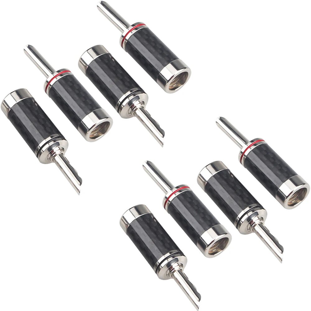 Банановые штекеры KUYIOHIFI, 8 шт, Black, углеродное волокно