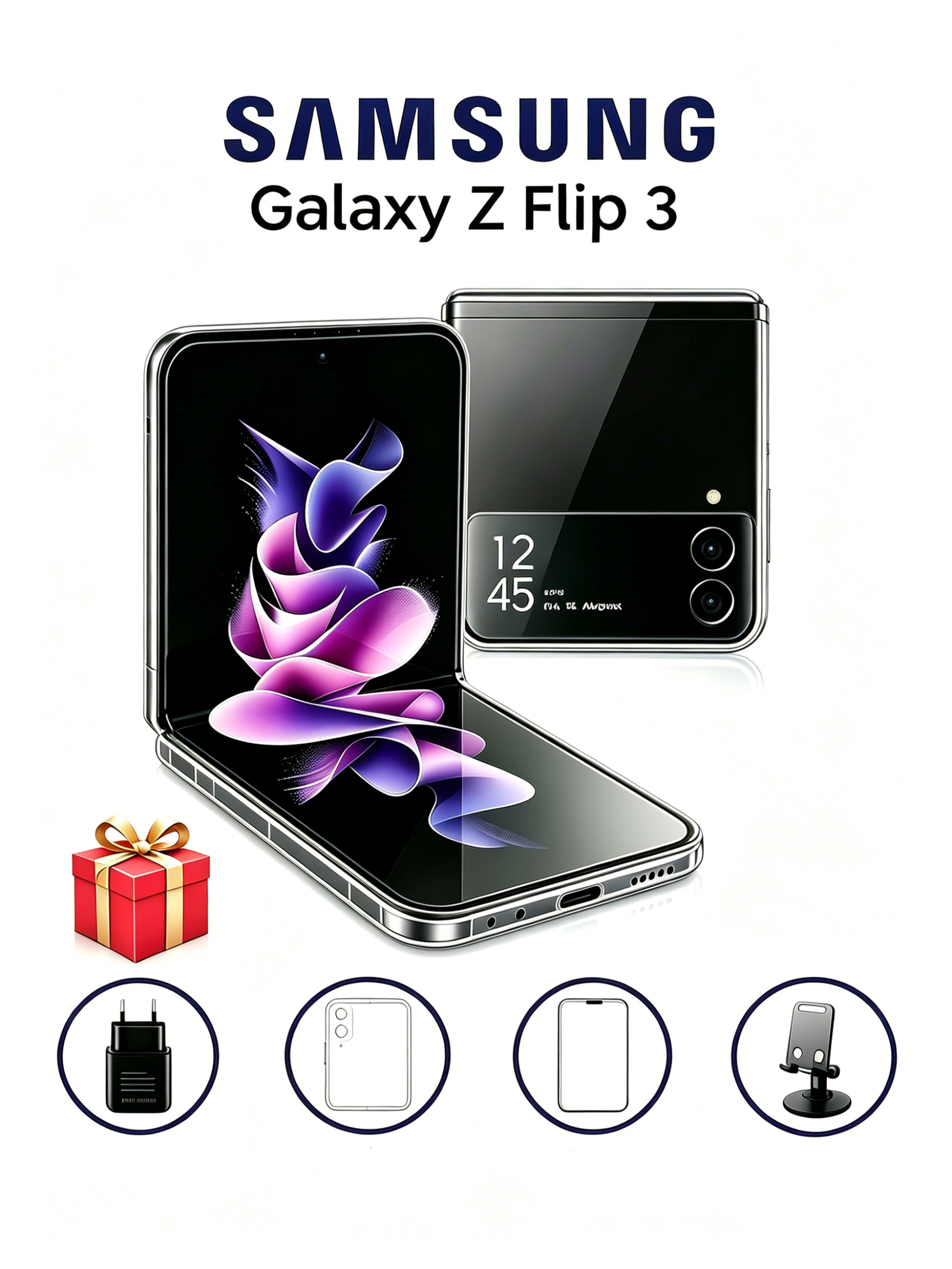 Смартфон Samsung Galaxy Z Flip 3, 8+256GB, 1 nano SIM, черный