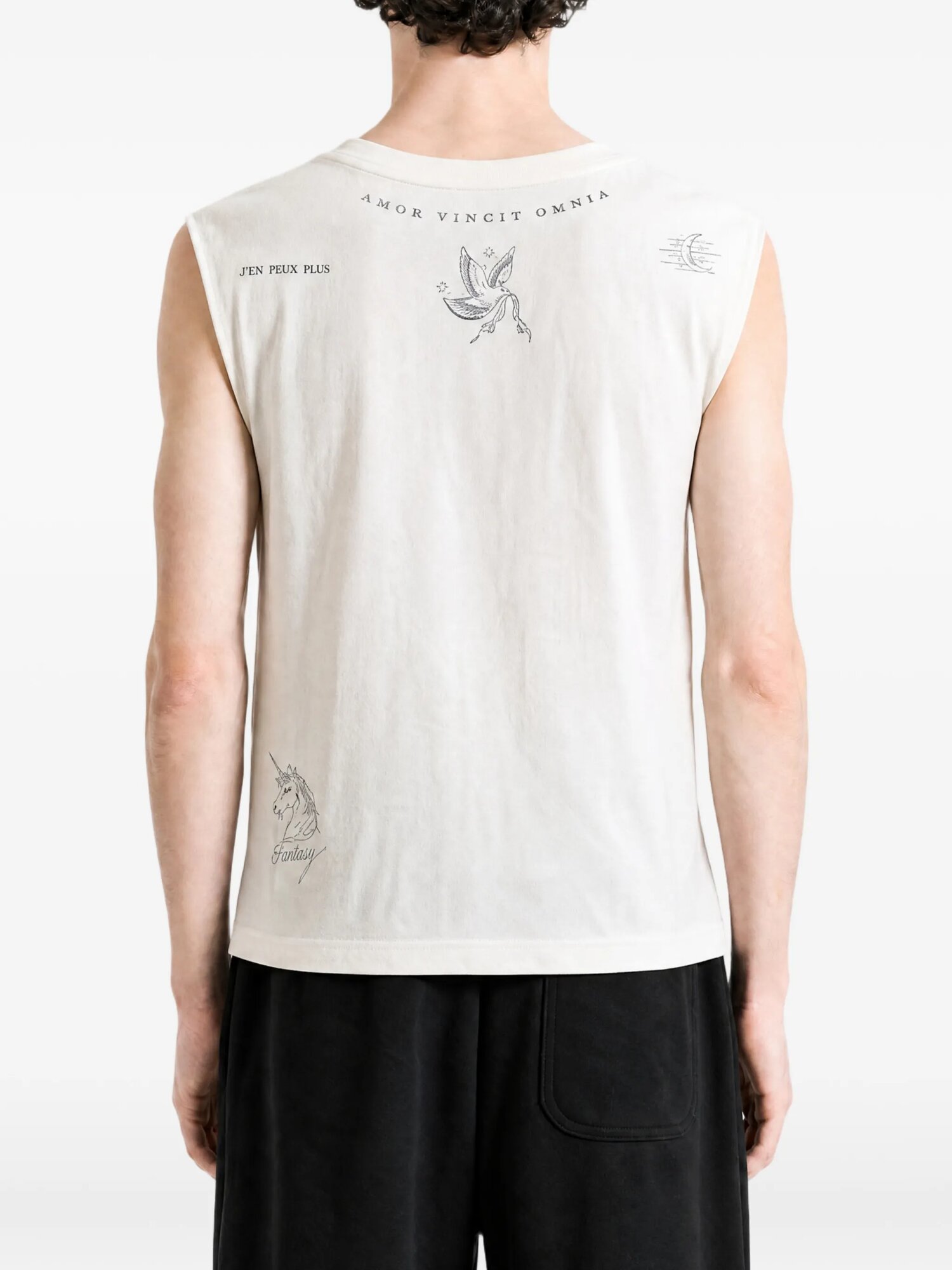 Топ BALENCIAGA Graphic-print tank top, размер 50, бежевый/белый — фото 1