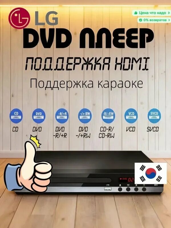 BMO-DVD-плеер, медиаплеер для VCD и CD дисков с HDMI и AV выходом, пультом дистанционного управления, USB и микрофоном: поддержка караоке в полном HD 1080P