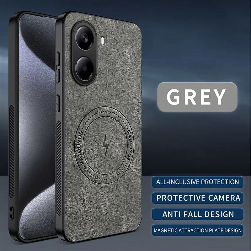 Чехол для Poco X7 Pro / чехол на Поко Х7 Про защита камеры, противоударный, Роскошная кожа MagSafe