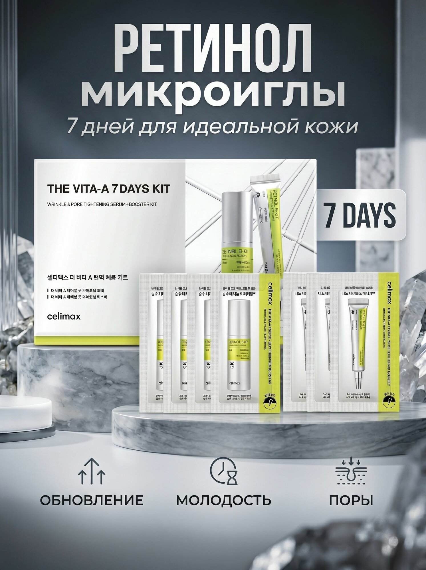 Celimax Набор 7-дневный курс косметики для лица с ретинолом The vita-a 7Days Kit