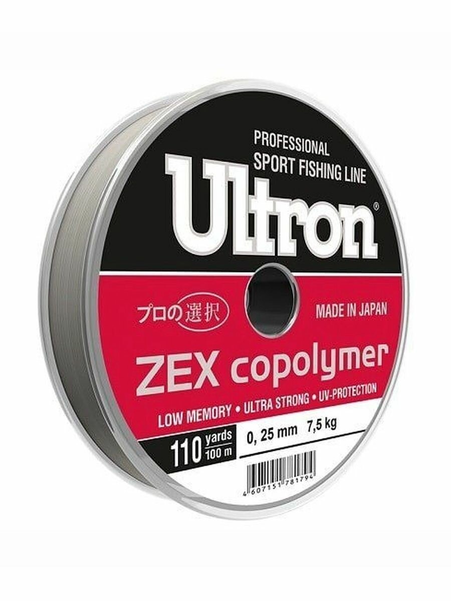 Леска ULTRON Zex Copolymer 0,16 мм, 100 м, 3,5 кг, прозрачная