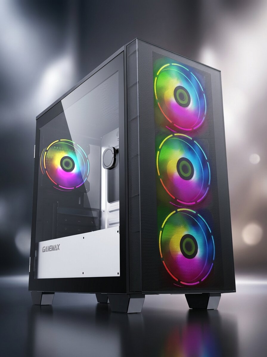 Корпус для ПК GAMEMAX Aero Mini без БП Midi-Tower, Micro-ATX, USB3.1 GEN1, Закаленное стекло, 3*120мм