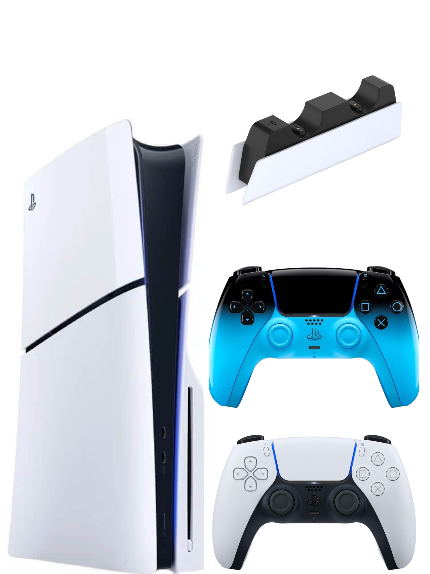 Игровая приставка Sony PS 5 Slim, 1ТБ(с дисководом) +2 геймпад (Rythm Blue) + Зарядная станция,(подробности в чате)