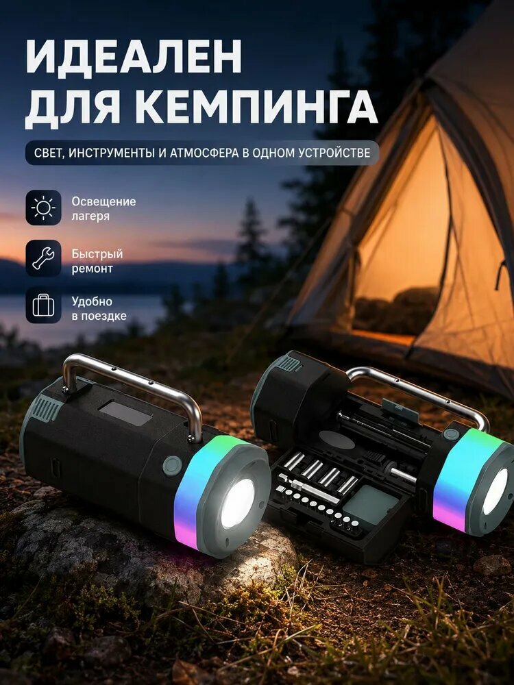 Фонарь ручной，Фонарик RGB light с многофункциональными инструментами — фото 1