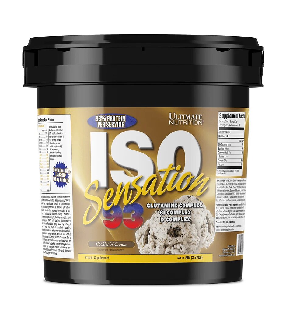 Ultimate Nutrition ISO Sensation 93, для набора мышечной массы и похудения,2.27кг вкус печенья со сливками