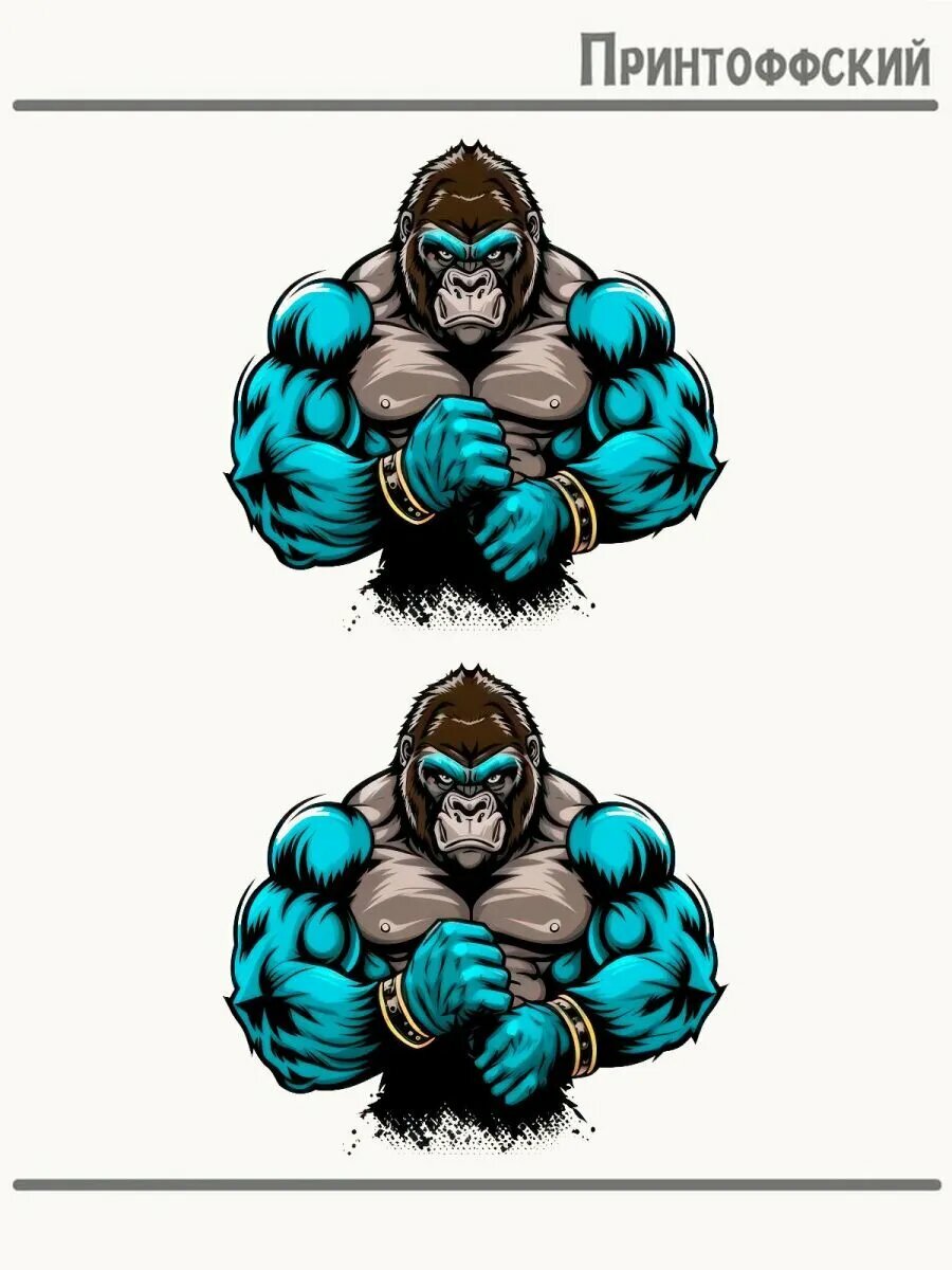 2-е (Две) Термонаклейки горилла оскал животные сила gorilla