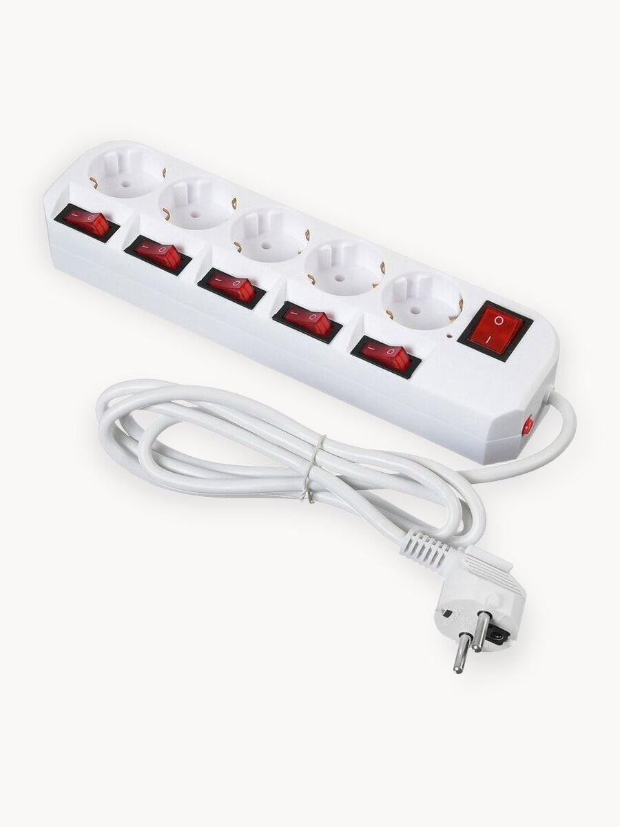 Сетевой фильтр Buro 500SH-1.8-SW-W, 1.8м, белый