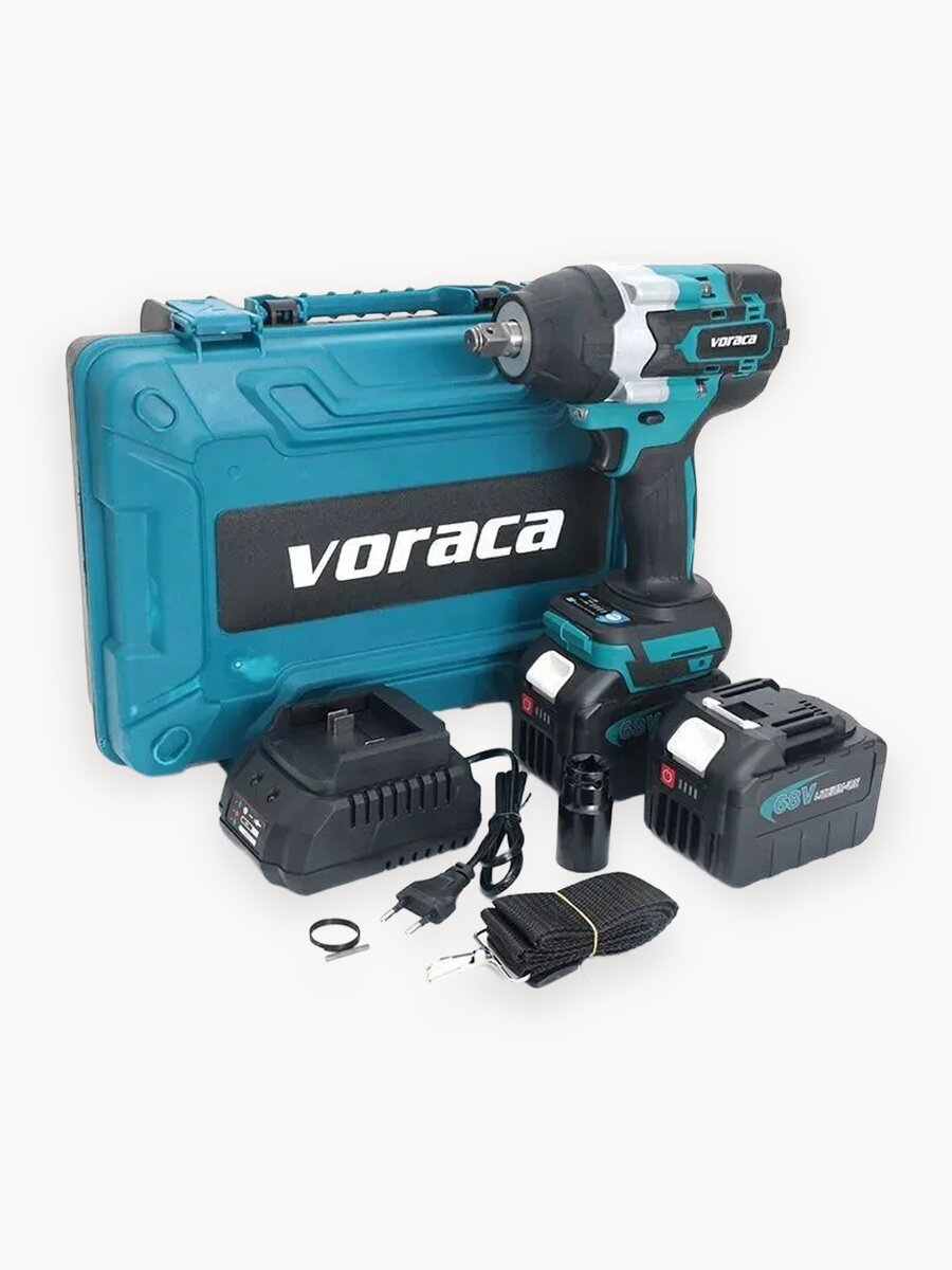 1000Нм Гайковерт аккумуляторный ударный бесщеточный, Два 15-элементных аккумулятора