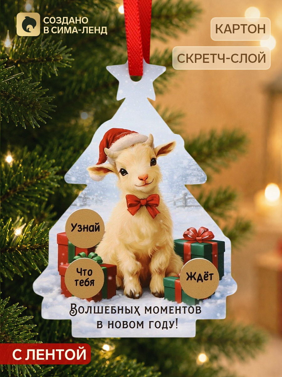 Елочная игрушка со скретч-слоем "Волшебных моментов",12.4x14.6 см, 2 шт.