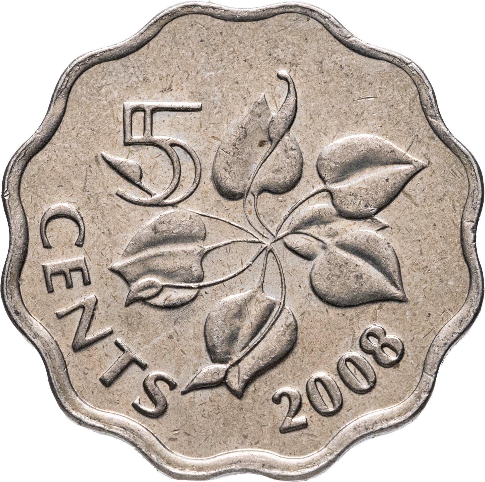 Свазиленд 5 центов cents 2008, Мельхиор медь-никель, в сохранности XF-AU