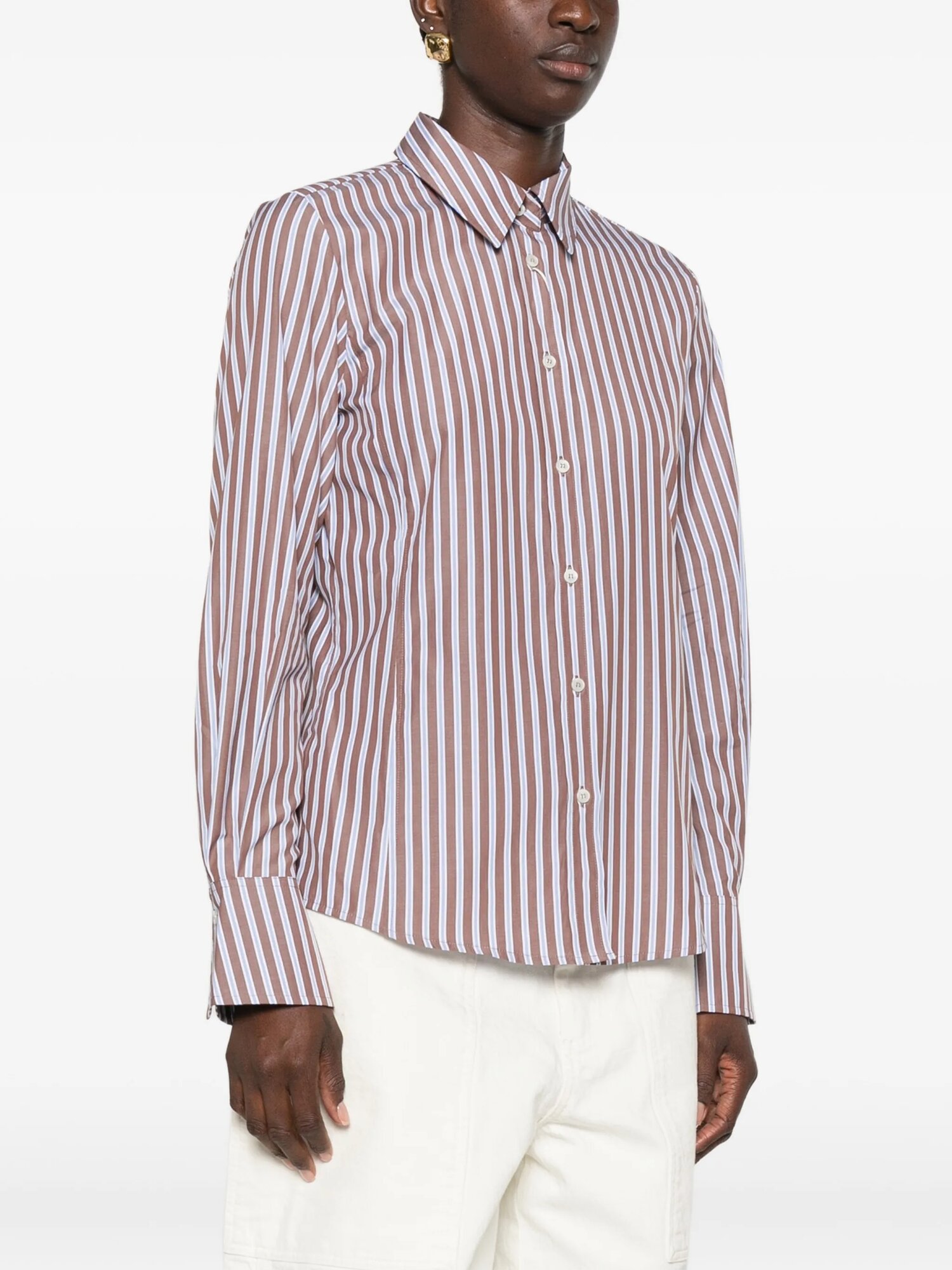 Рубашка iBlues Vertical-stripe shirt, размер 44, коричневый — фото 1