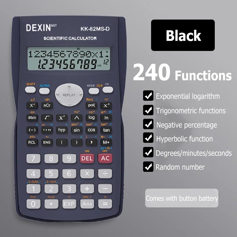 Научный калькулятор Pungstd 240 функций Черный, Black