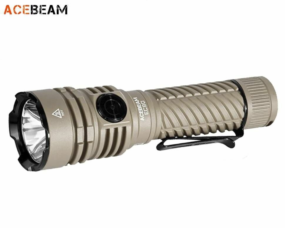 Фонарь Acebeam EC90 Desert Sand, 21700, диод Luminus SFT-90X, 7 режимов, 573 метра, 4300 люмен (Комплект)