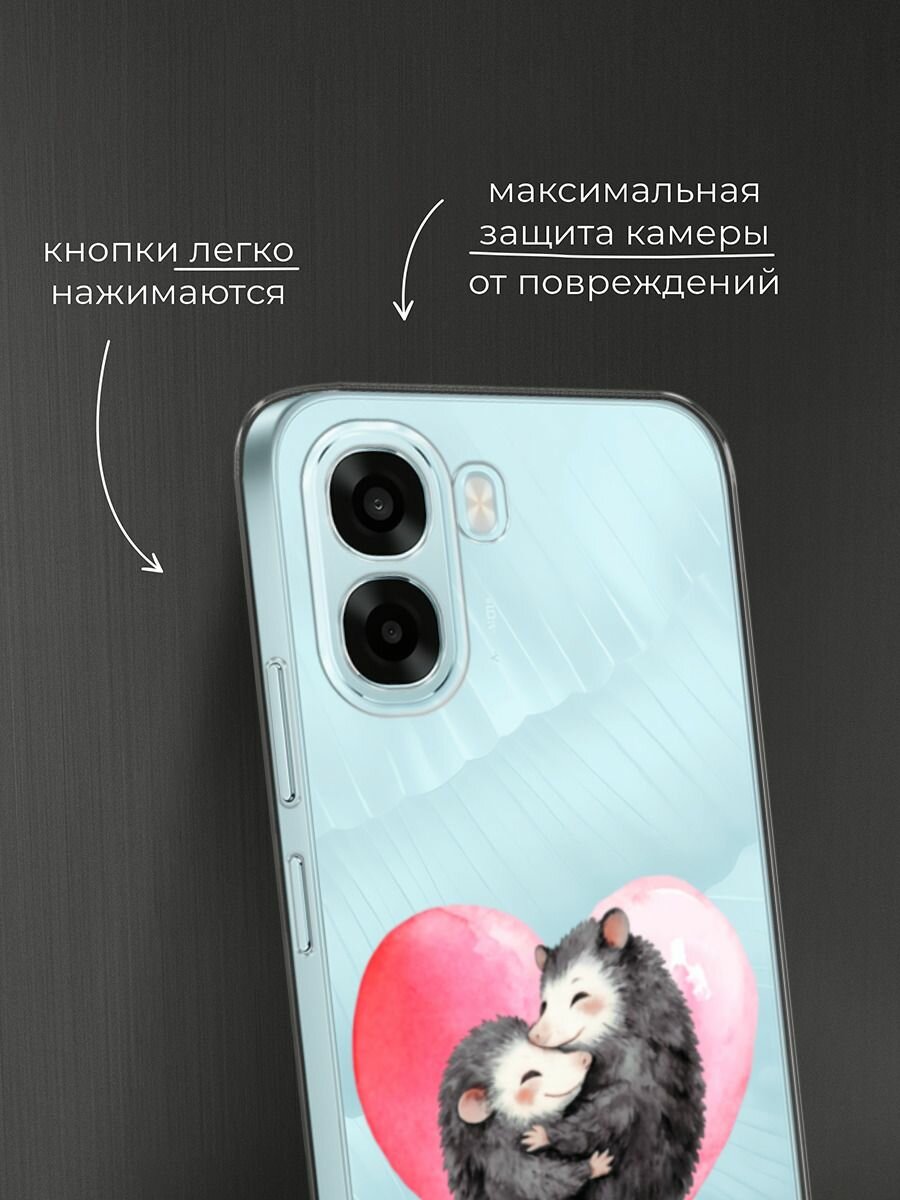 Чехол на Oppo A6x / Оппо A6x с принтом Пара опоссумов, прозрачный — фото 1