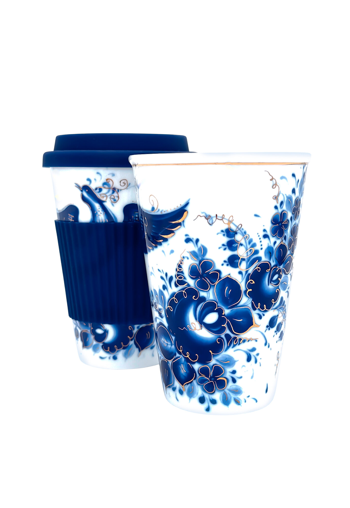 Стакан кофейный "Аромат" (Птица Гжели) золото " *