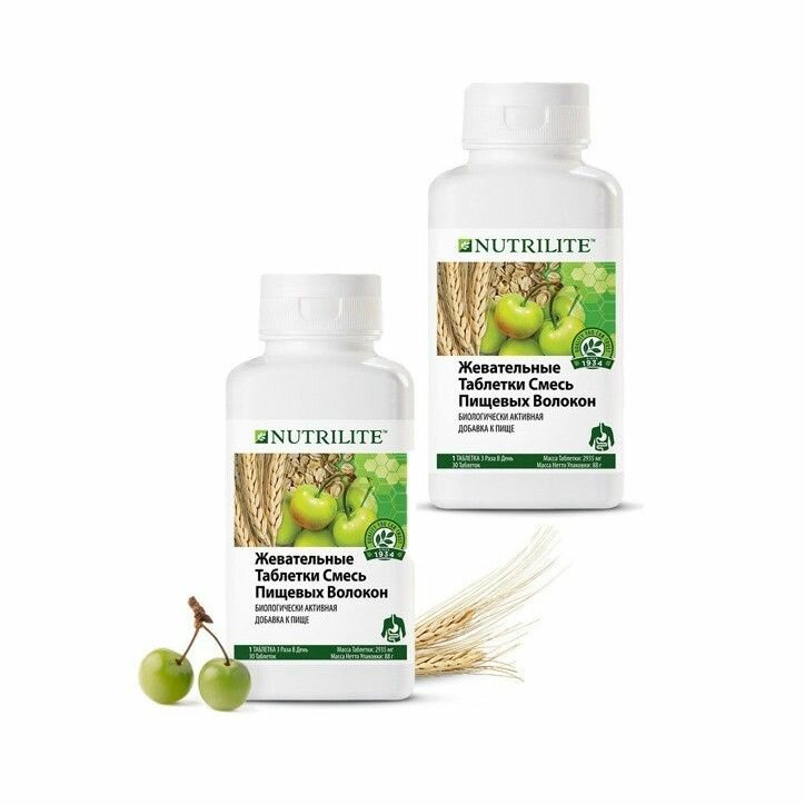 Amway "Набор из 2х" NUTRILITE Жевательные таблетки Смесь пищевых волокон, 30 таб. (таблетки массой 2935 мг)