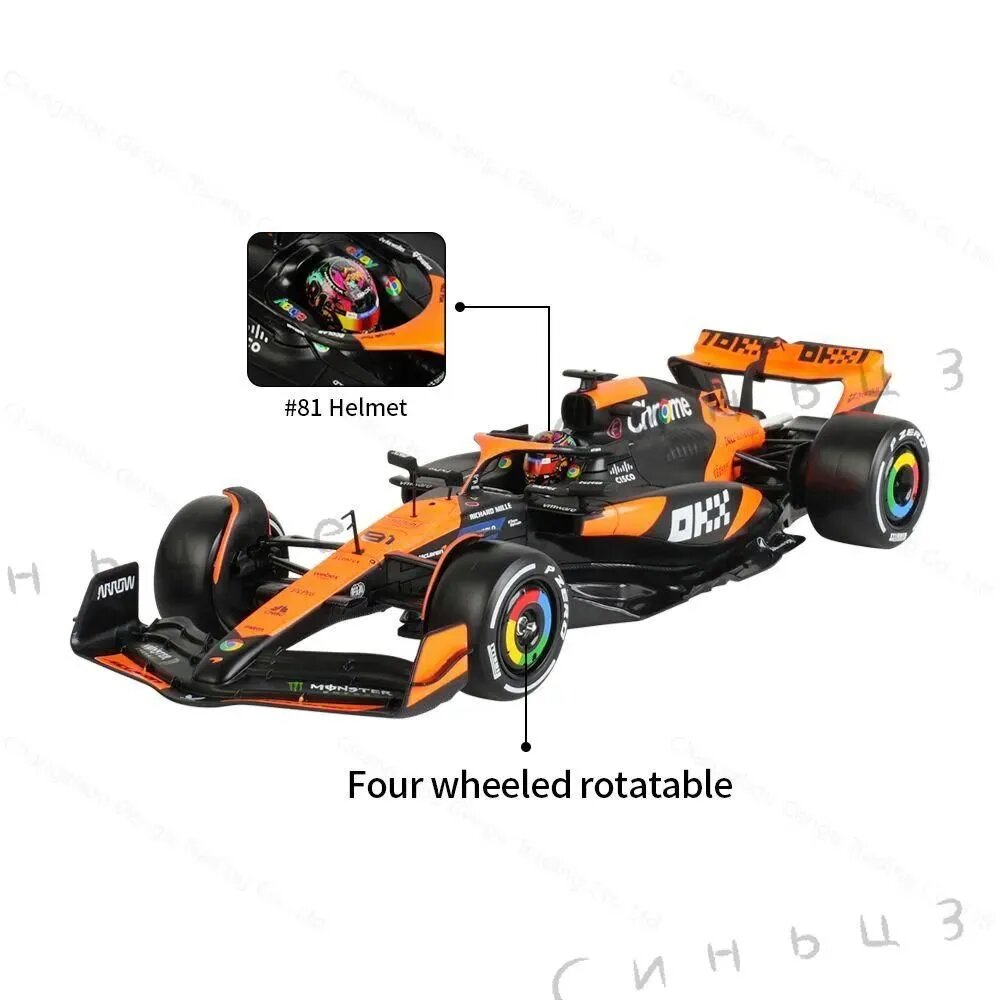 Bburago 1:24 2024 Mclaren Майами MCL38 Формульный болид Формулы-1, Литые под давлением автомобили, коллекционная модель гоночных игрушек