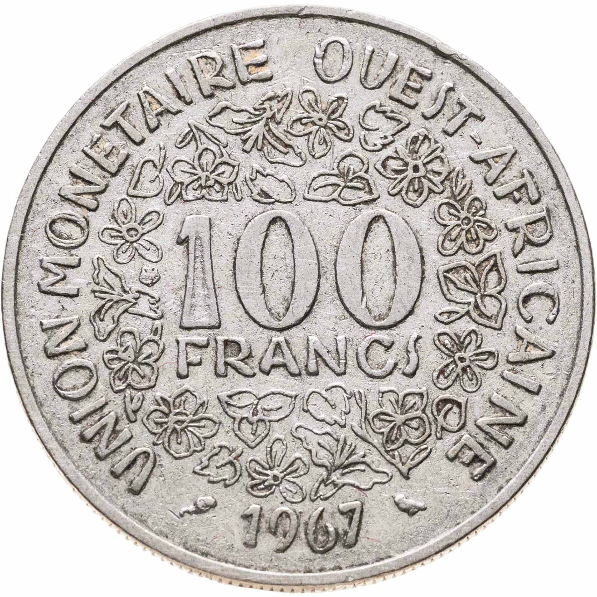 Западная Африка BCEAO 100 франков francs 1967, Никель, в сохранности VF-XF