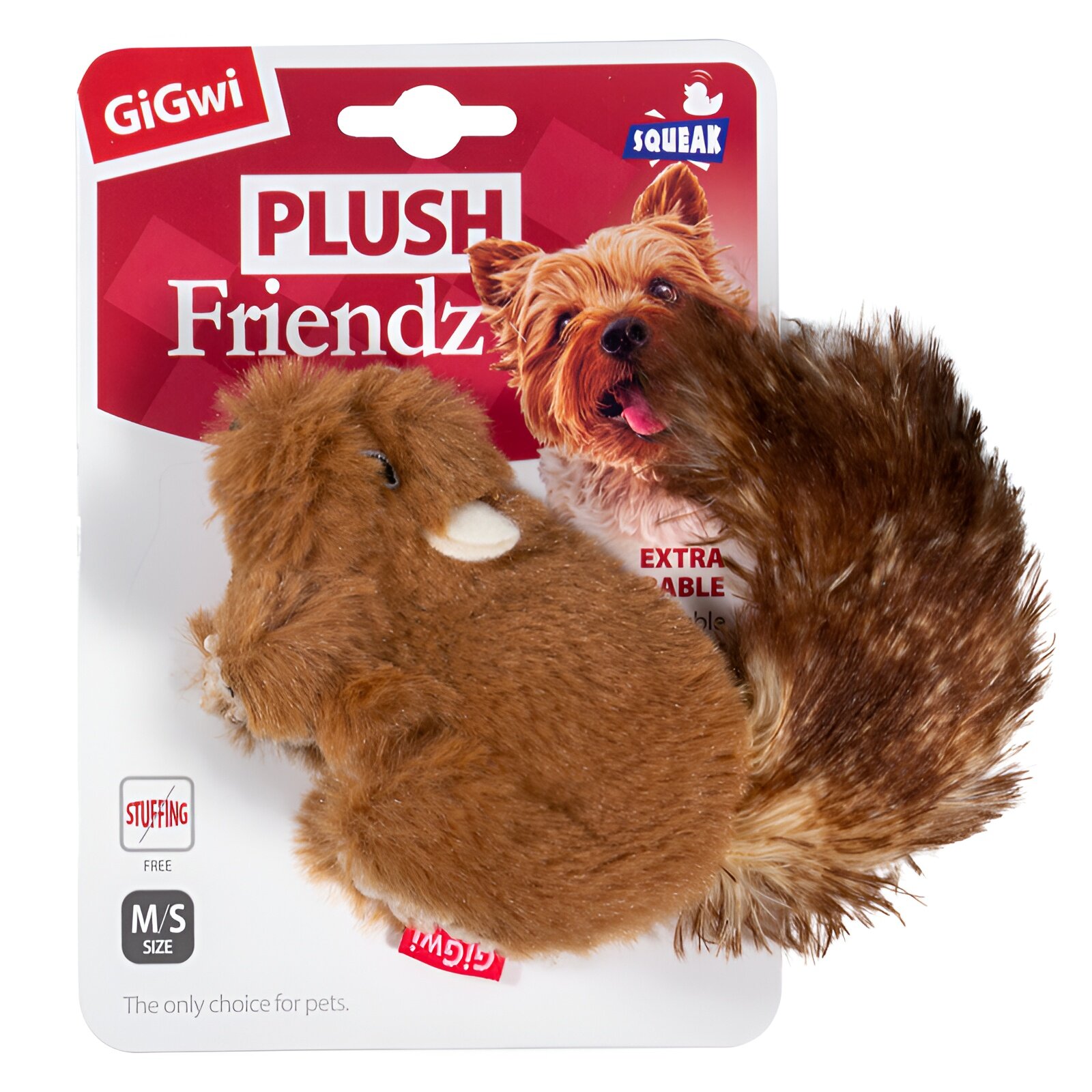 Игрушка для собак Белка с пищалкой 15 см, GiGwi, серия PLUSH FRIENDZ