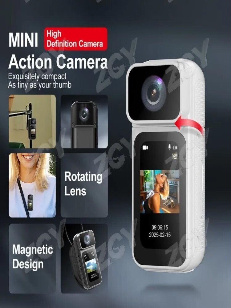 Портативная экшнкамера S80 с магнитным креплением, уличной стабилизацией и премиум подвесом на шею