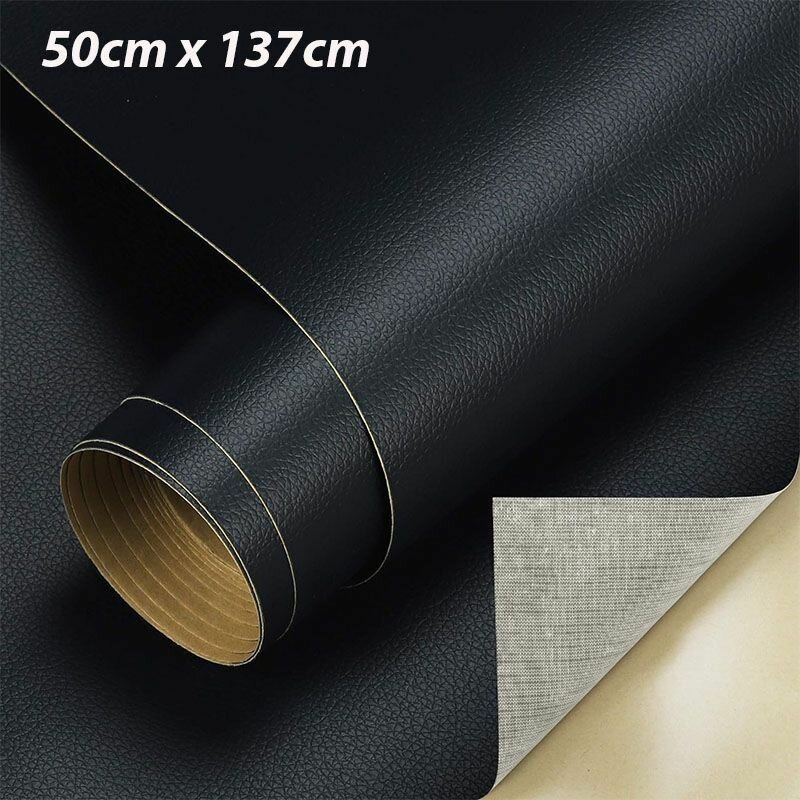 Набор самоклеящихся лент для ремонта кожи черного цвета 50х137 см, эксклюзивная заготовка для дивана и автокресла