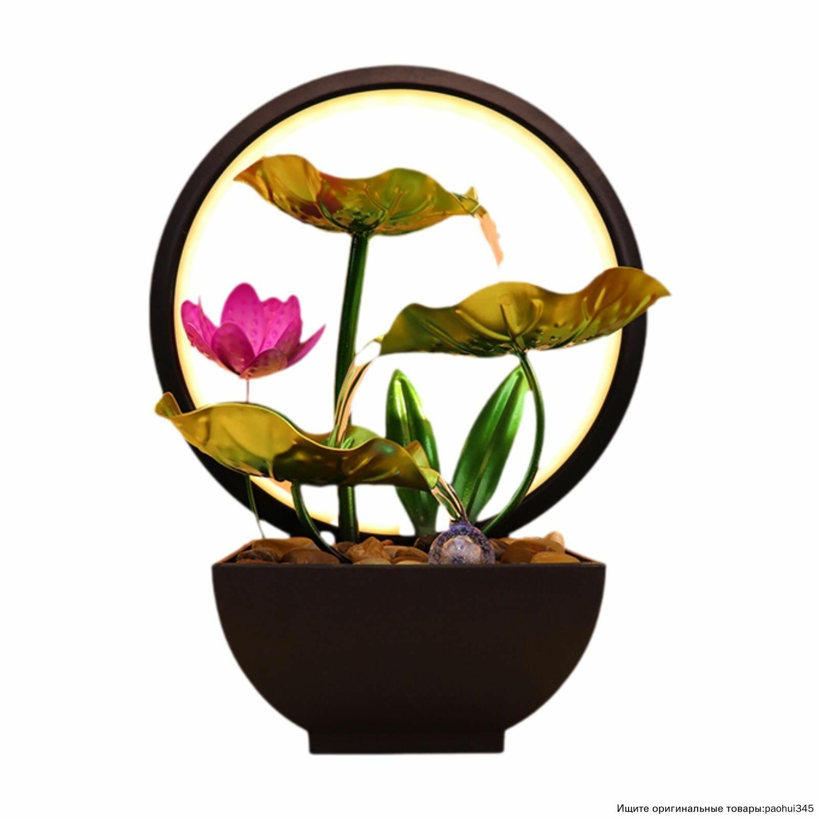 Настольный фонтан для дома и офиса, изящный трехъярусный водопад, создающий спокойную атмосферу, 20x13x26 см, зеленый