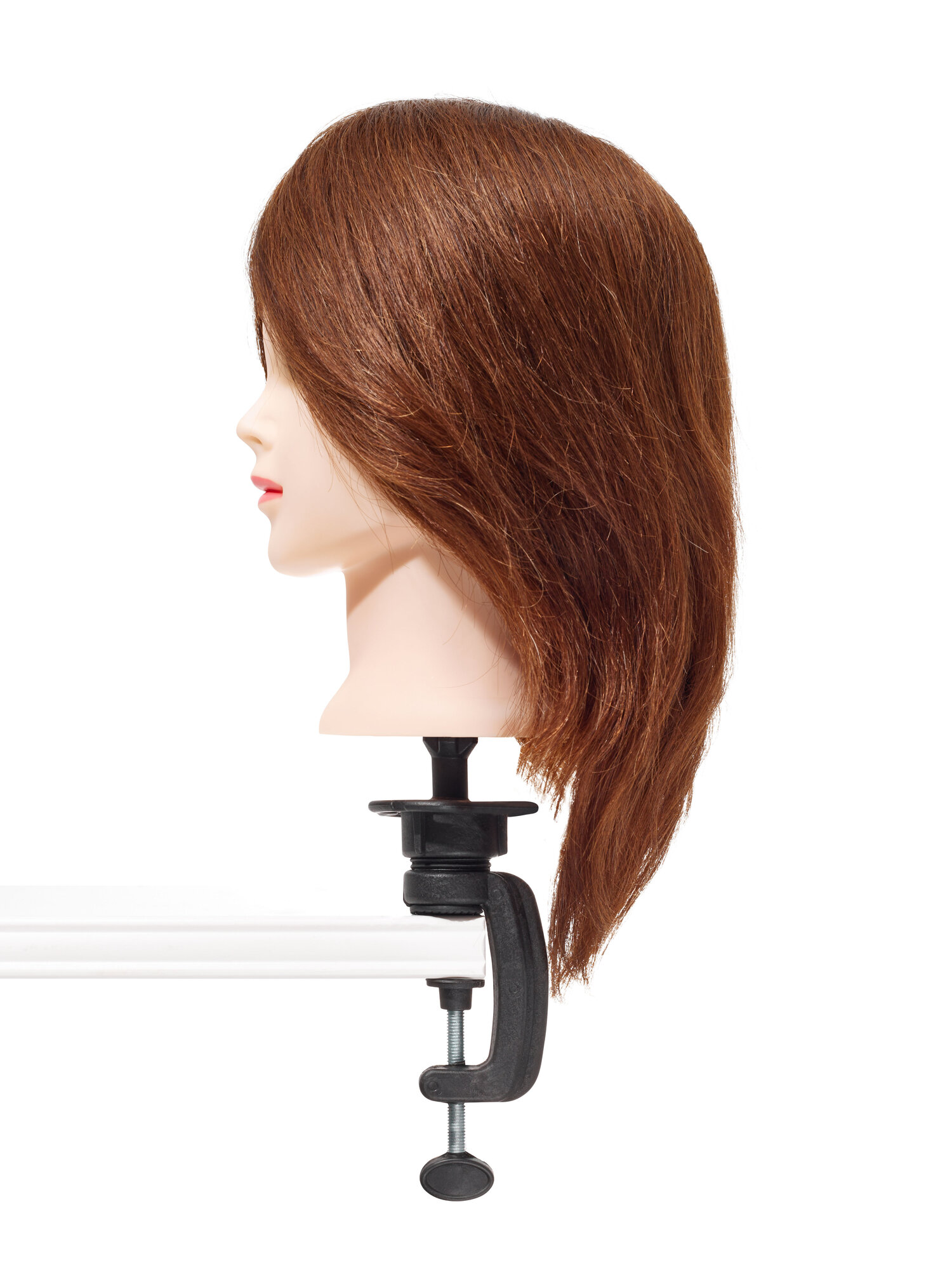 Манекен для причесок с креплением, учебная голова, натуральные волосы 30 см