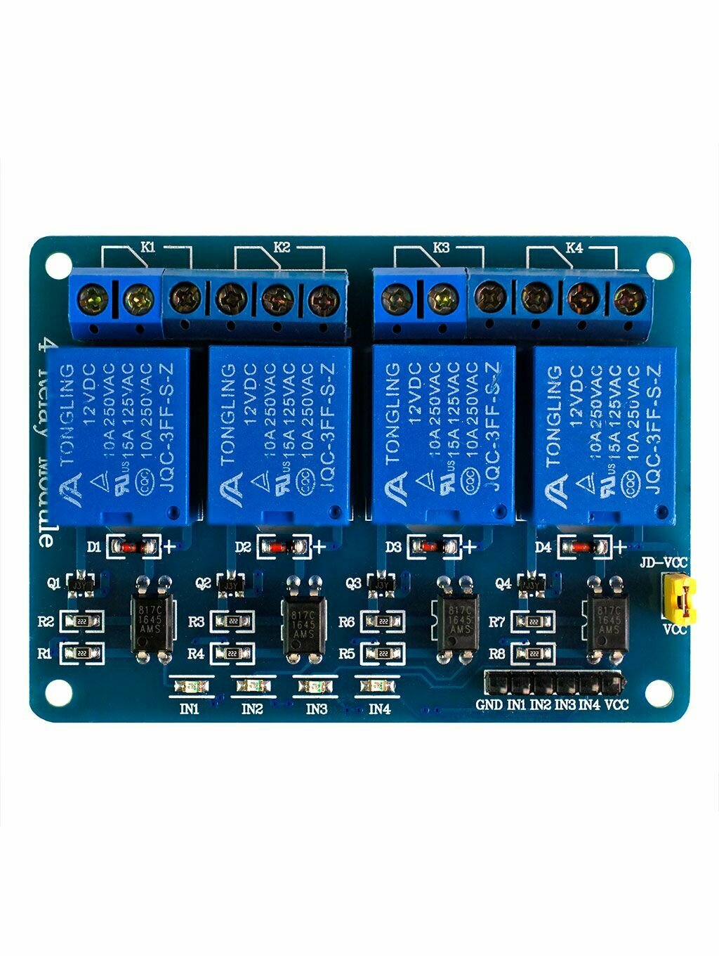 Модуль реле 4 канала 12В с опторазвязкой