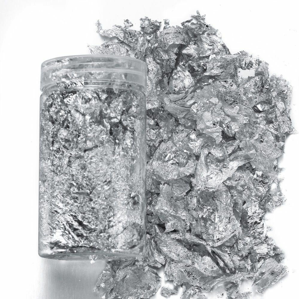 Хлопья потали для эпоксидной смолы, маникюра и творчества, сусальная фольга , цвет серебро , 10 гр