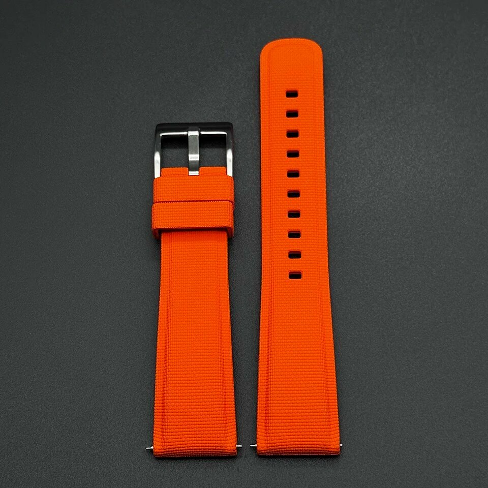 Ремешок из FKM резины 18-24 мм для часов Omega, Rolex, Breitling Оранжевый, orange, 20mm