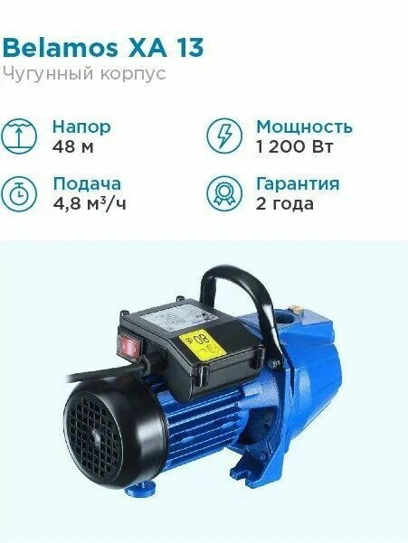 Насос садовый самовсасывающий для воды поверхностный XA 13/80л. м, Н 48м, чугун