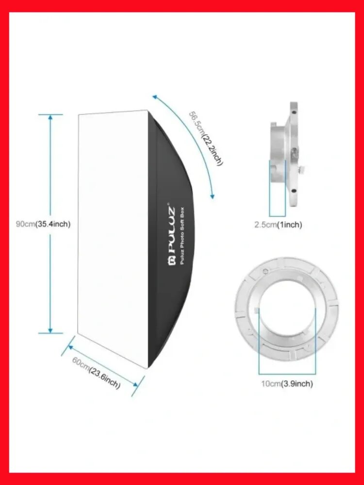 60x90 см Софтбокс Baorongkou, Подходит для заполняющего освещения в фотостудиях, фотостудиях и студиях прямых трансляций.