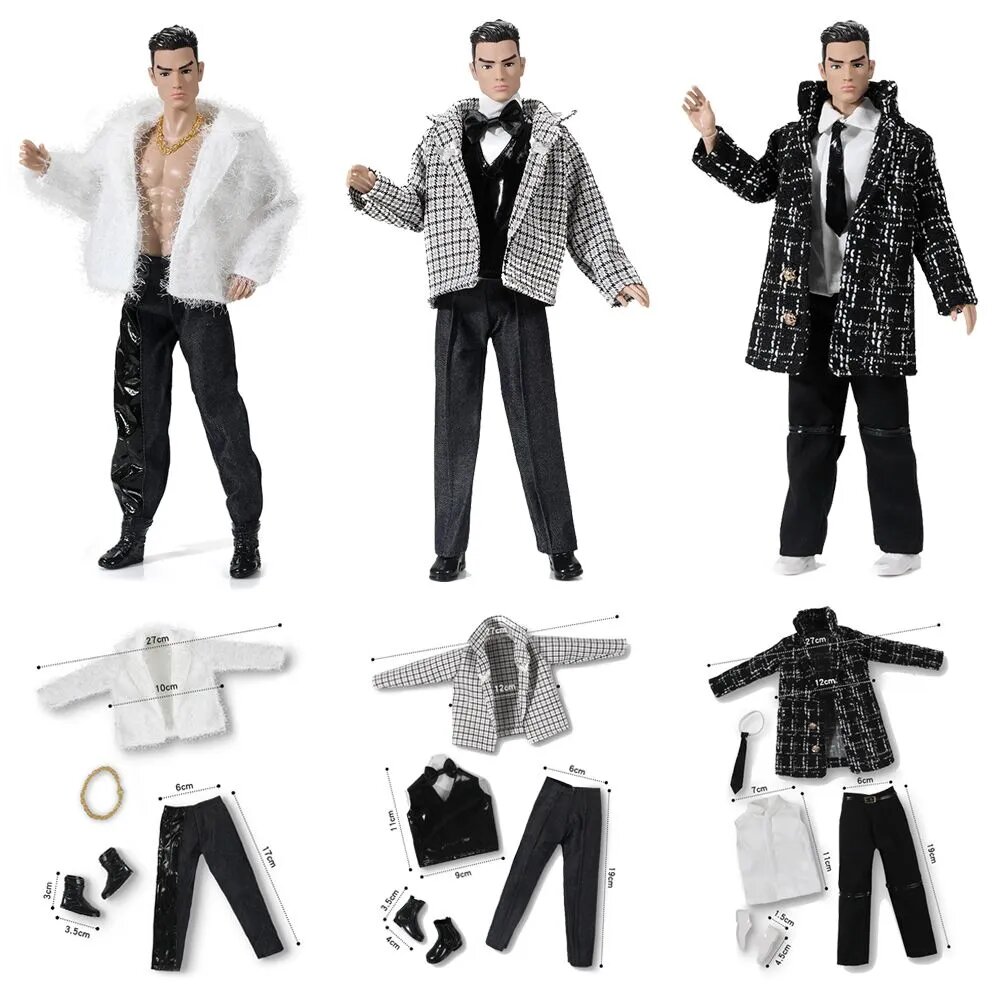 3 Комплект одежды для куклы Кен, 1/6 Мужской Кукольный Свадебный жених, аксессуары для кукол длиной 29-30 см