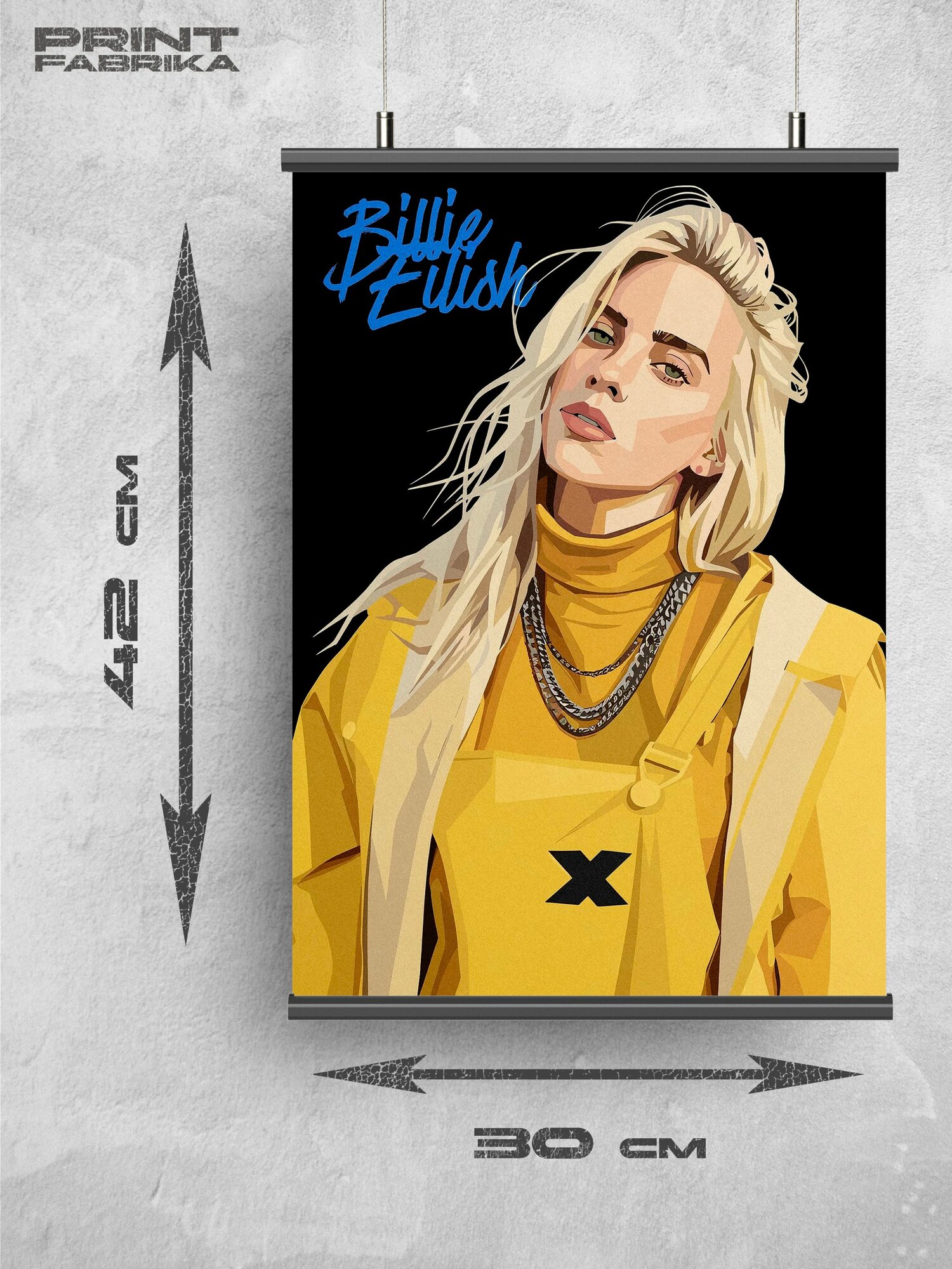 Постер на стену "Billie Eilish" - 30х42 см - плакат для интерьера А3 — фото 1