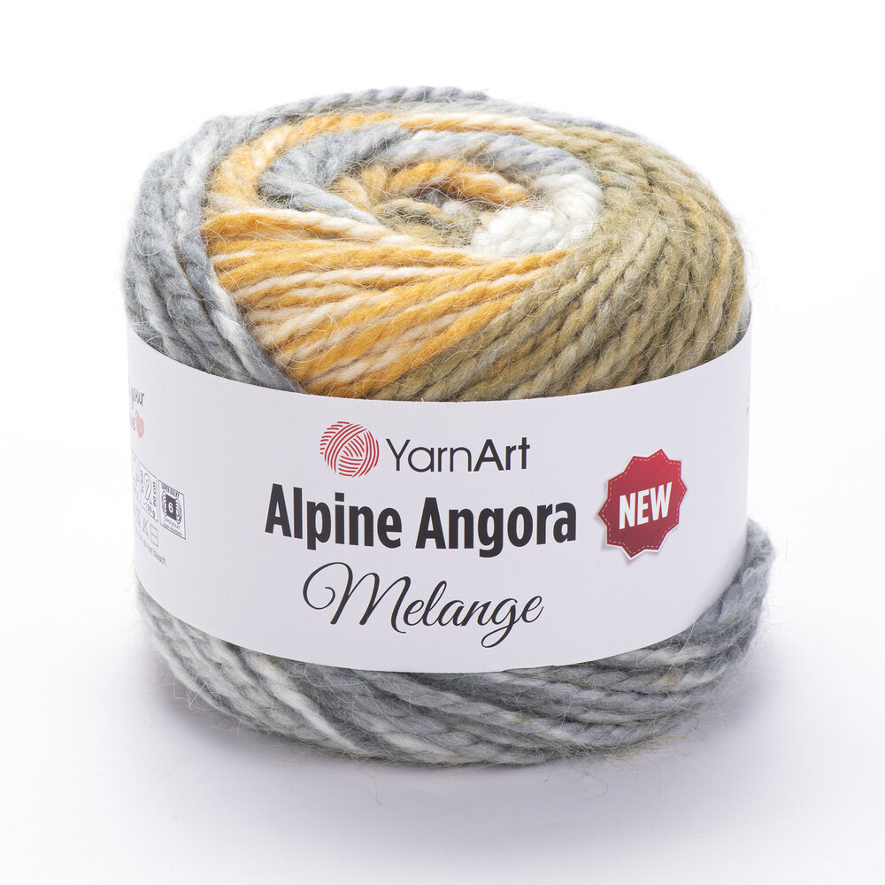 Пряжа для вязания YarnArt Alpine Angora Melange New 6403 серый олива 150 гр/150 м 20% шерсть, 80% акрил
