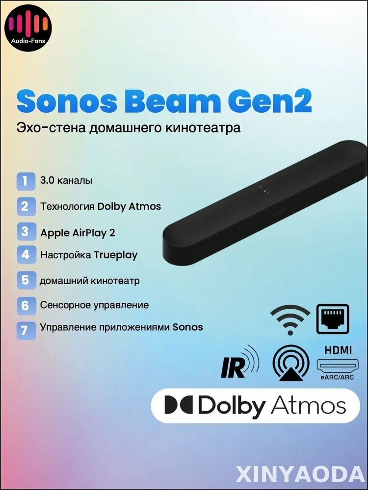 Превосходная акустическая система SONOS Beam Gen 2 Black с Dolby Atmos