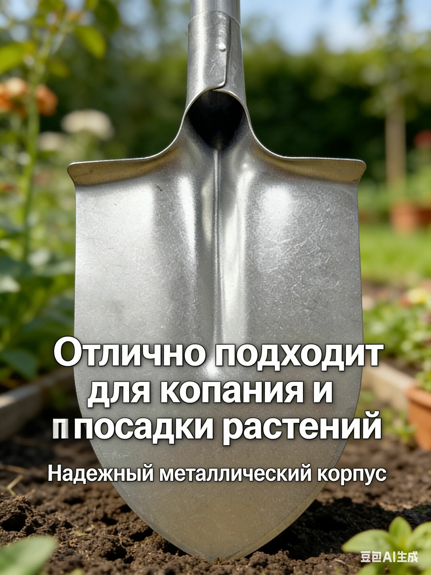 Лопата штыковая титановая Урал Большая с черенком, садовая