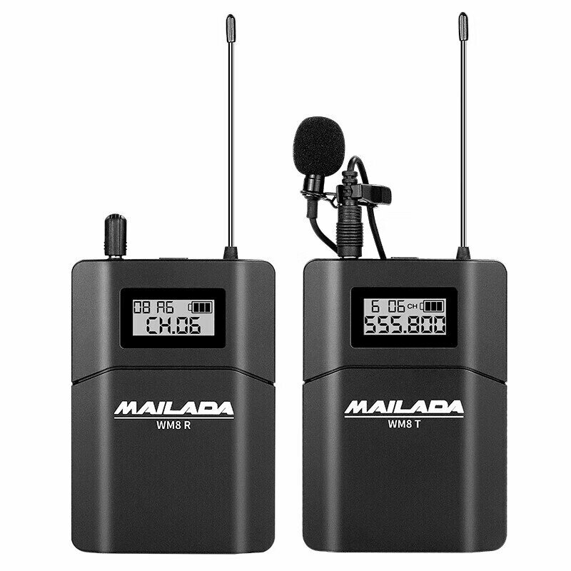Mailada WM8 Улучшенная мини-пчела беспроводная микрофон для DSLR, мобильного стриминга и интервью с сменной батареей