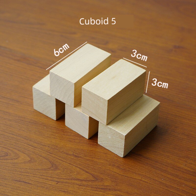 Набор деревянных кубических строительных блоков, 3x3x6 см, 5 штук для образовательных игр, натуральный деревянный цвет