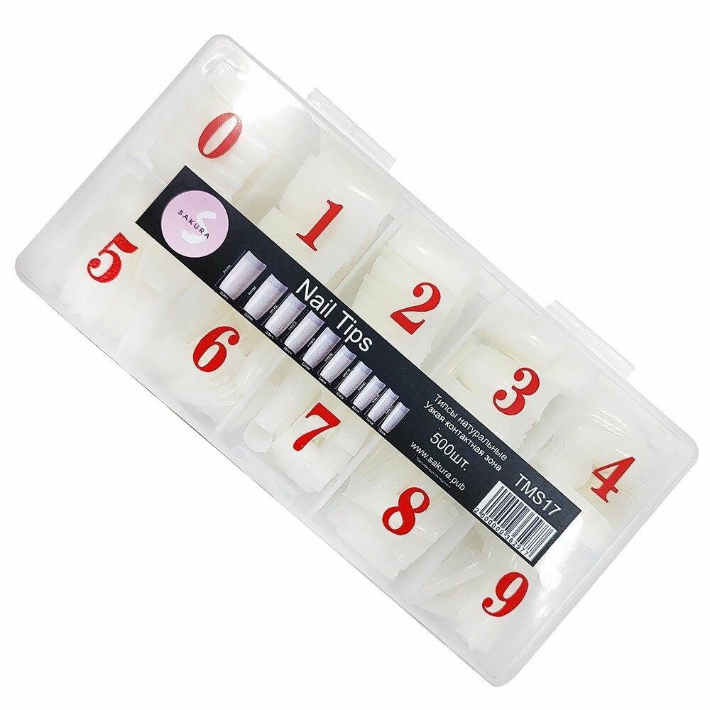 Типсы Sakura натуральные, узкая контактная зона, 500 шт.