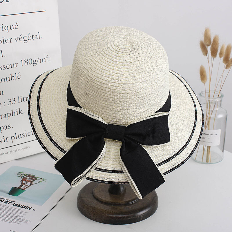Соломенная шляпа в корейском стиле, универсальная женская летняя солнцезащитная шляпа с большими полями, пляжная шляпа от солнца, морская складная шляпа для путешествий, оптовая продажа