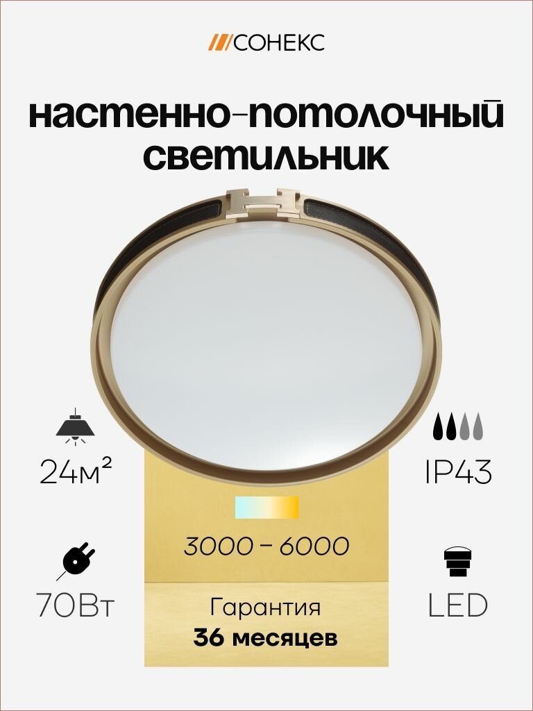 Настенно-потолочный светильник SONEX FAVEMO BLACK 7667/EL LED 70W белый