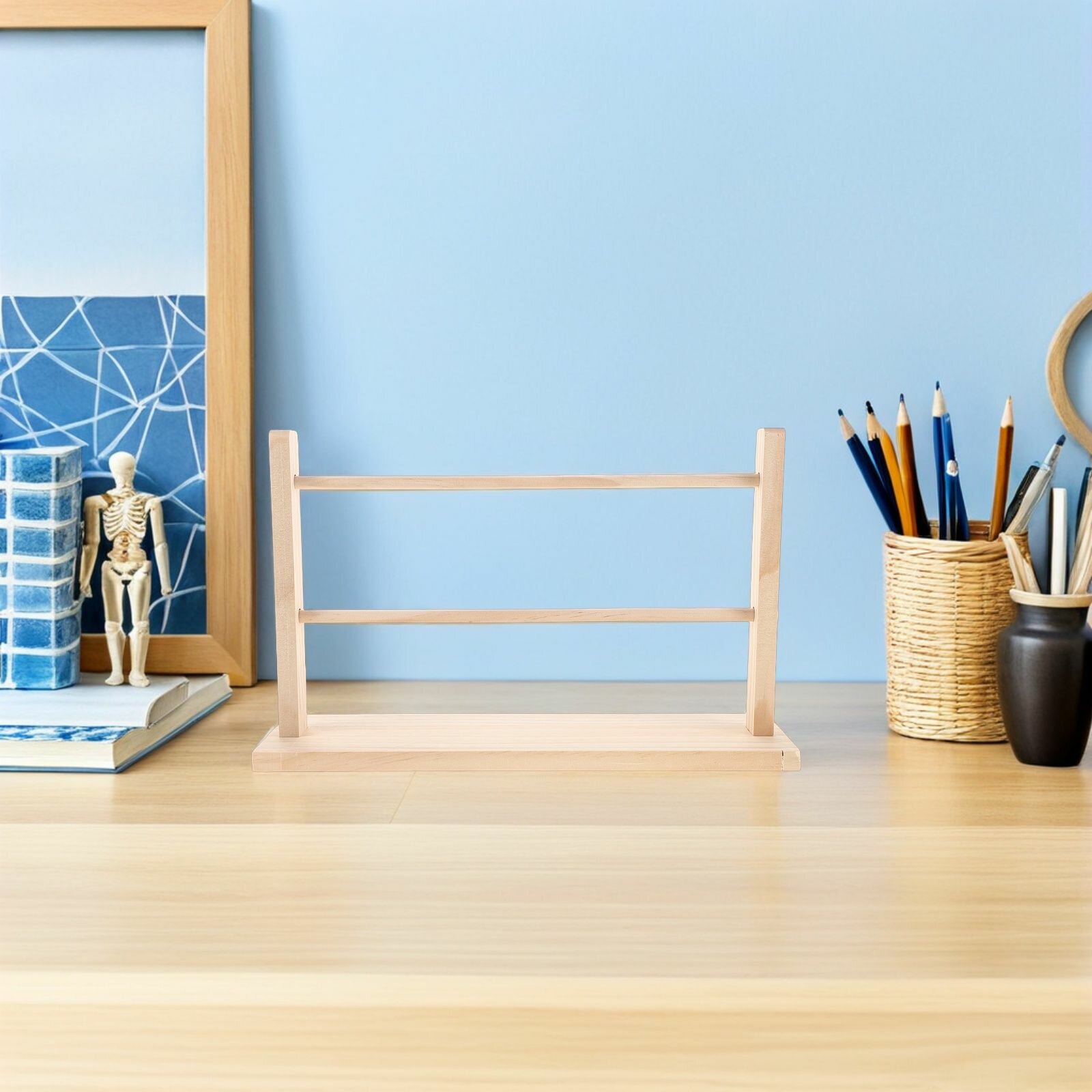 Многоуровневая деревянная стойка для хранения лент, органайзер для творческих мастерских