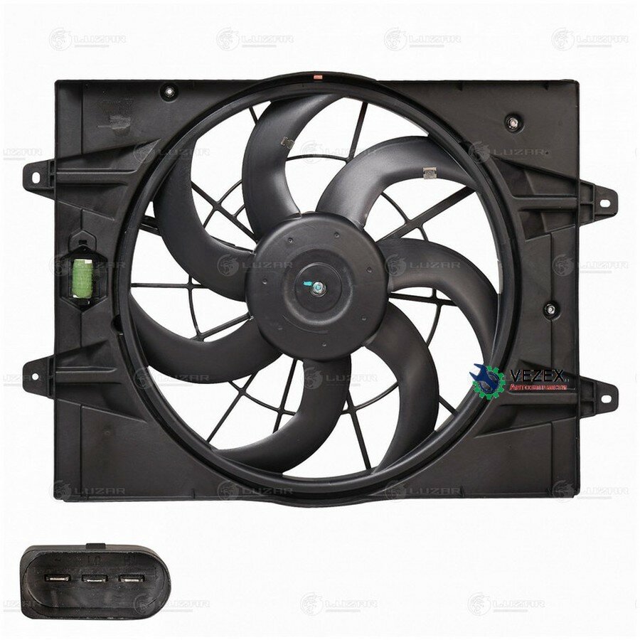 LUZAR LFK3017 Э/вентилятор охл. для а/м Chery Tiggo 4 17-/Tiggo 7 Pro 20- 1.5T с кожухом LFK3017