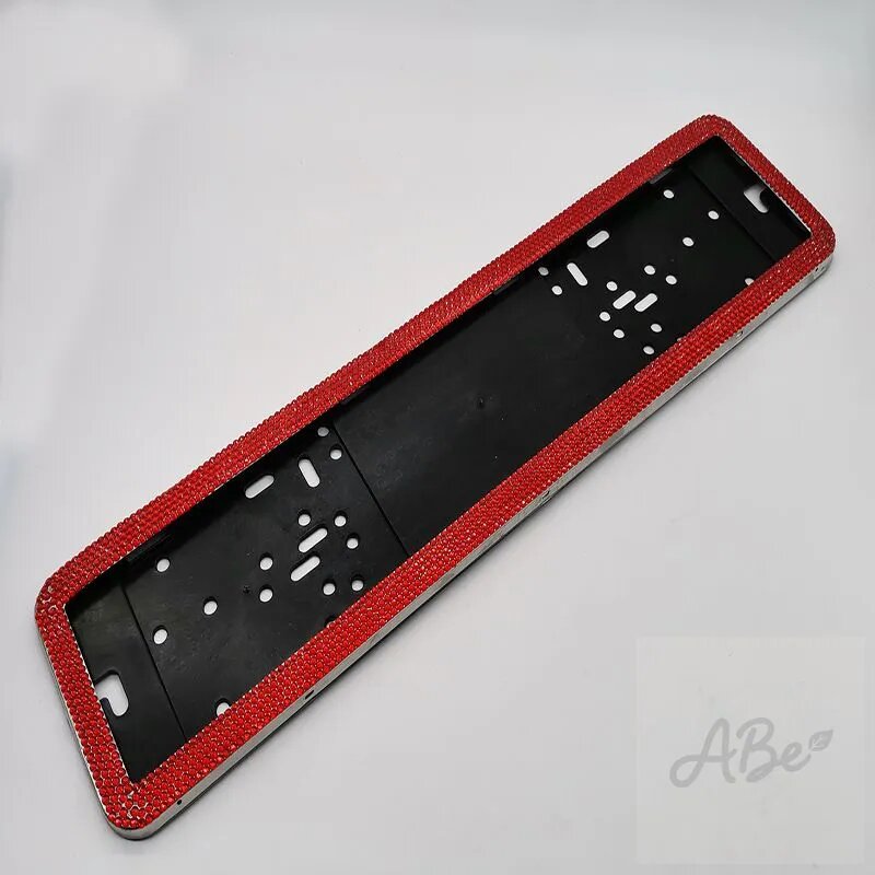 Рамка номера со стразами красная для автомобилей, 2 шт, ABS пластик, 54 см x 14 см